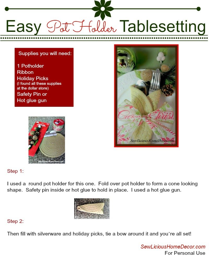 How to make a potholder table setting.